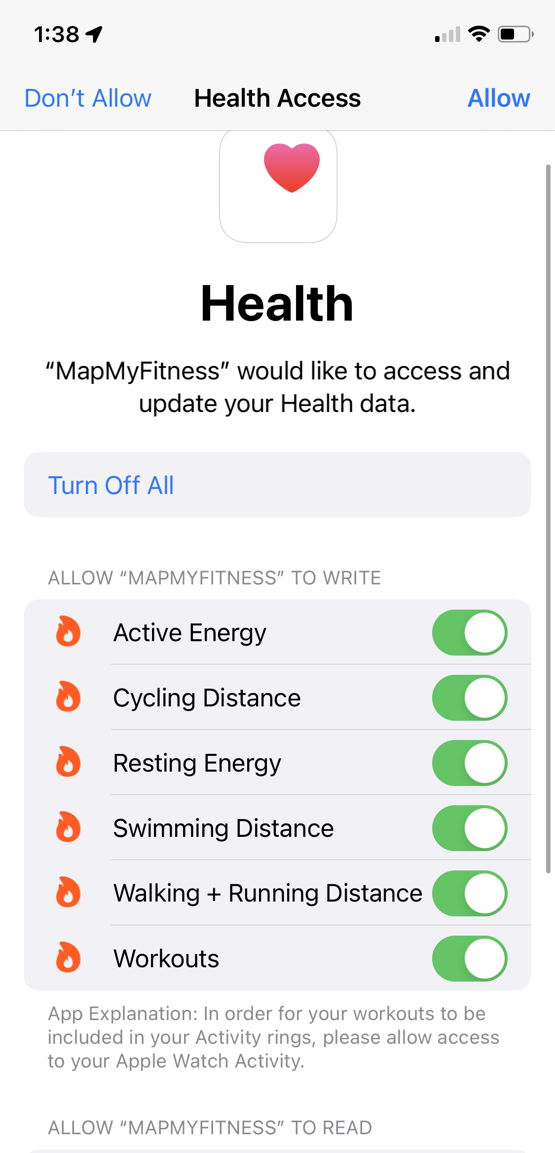 Apple Health MapMyFitness